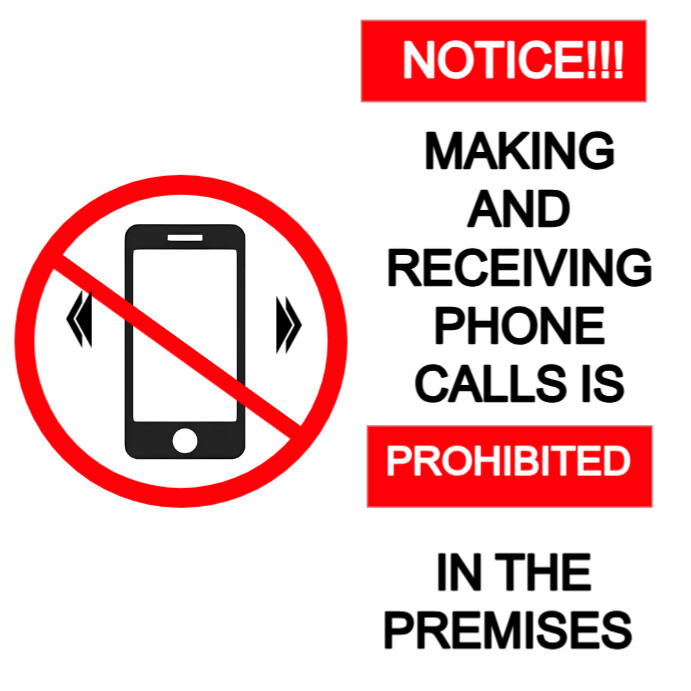 Plantilla de Phone call prohibition notice design template | PosterMyWall