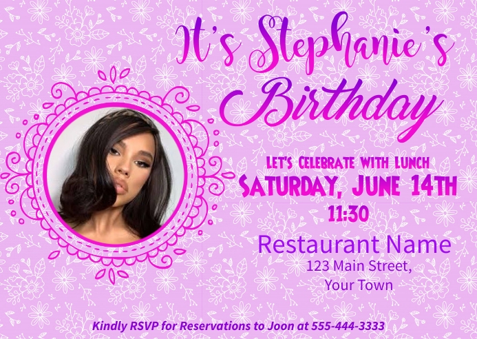 Photo Birthday Luncheon for Her Postcard Size | PosterMyWall