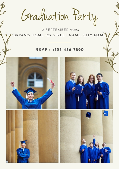 Photo Grid Graduation Party Invitation Flyer Template | PosterMyWall