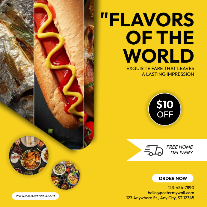 Food Menu Yellow Black Template | PosterMyWall