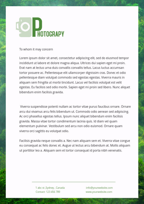 PHOTOGRAPHY letter head template | PosterMyWall