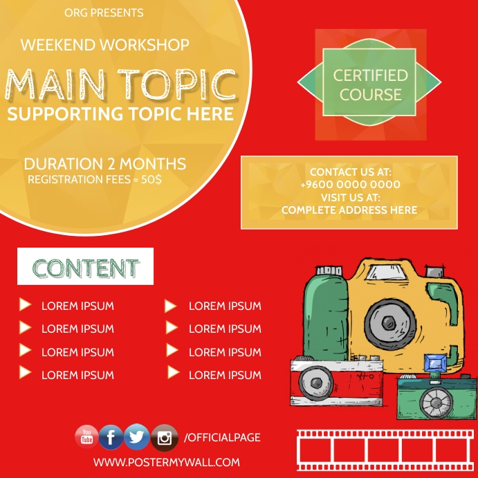 Photography Workshop Class Online Course Ad s Template | PosterMyWall