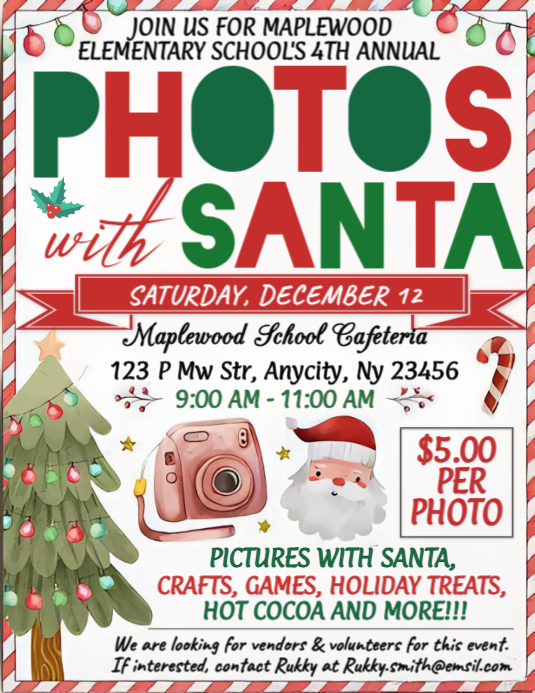Modèle Photos with Santa Flyer | School Holiday Event Invitation ...