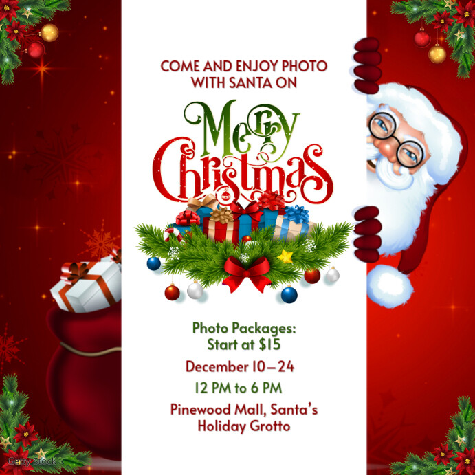 Photos with Santa Flyer Christmas with santa Template | PosterMyWall