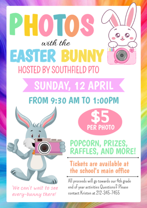 Photos-with-the-Easter-Bunny-Flyer Template | PosterMyWall