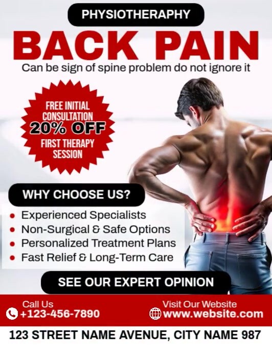 Physiotherapy Back Pain Ads Template | PosterMyWall