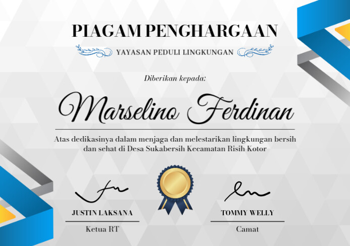 Piagam Penghargaan Design Templates | PosterMyWall