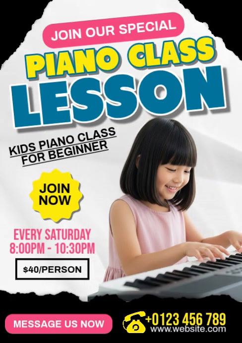 Piano Class Lesson Template | PosterMyWall