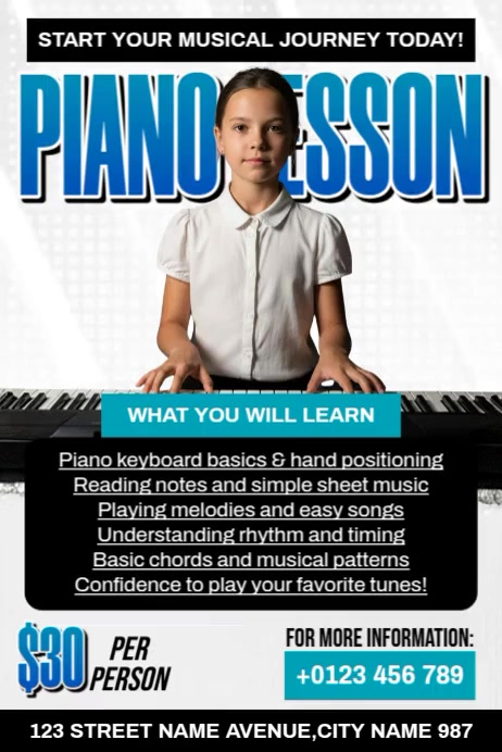 Piano Lesson Ads Templat | PosterMyWall