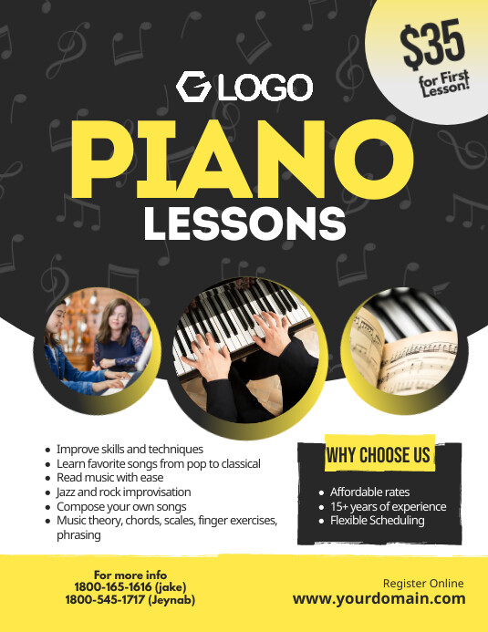 Piano Lessons Flyer Poster Template | PosterMyWall