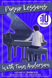 Piano Lessons tear off tabs flyer template poster printable | PosterMyWall