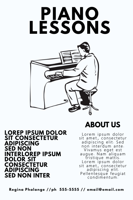 Piano Lessons Poster Template black and white | PosterMyWall