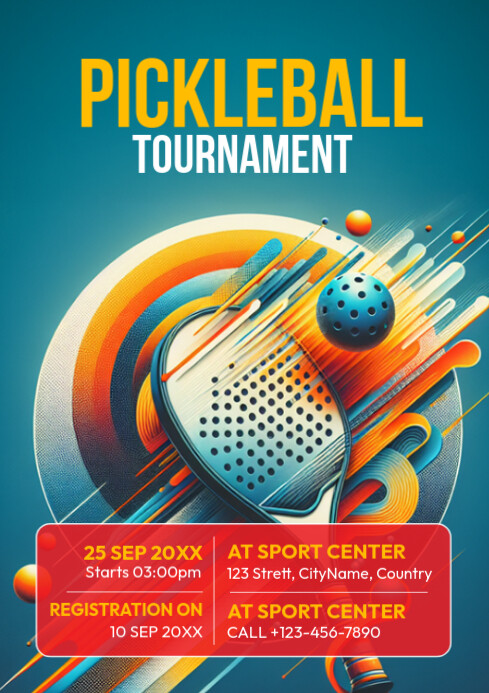Pickleball event ticket match day schedule Game day event flyer ...