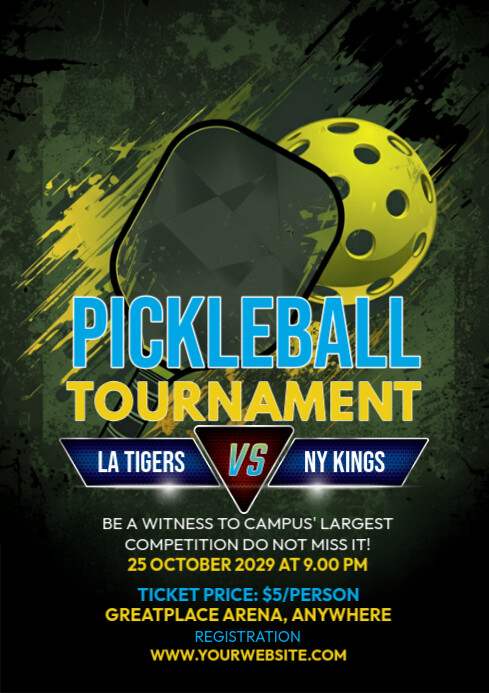 Pickleball tournament flyer Template | PosterMyWall