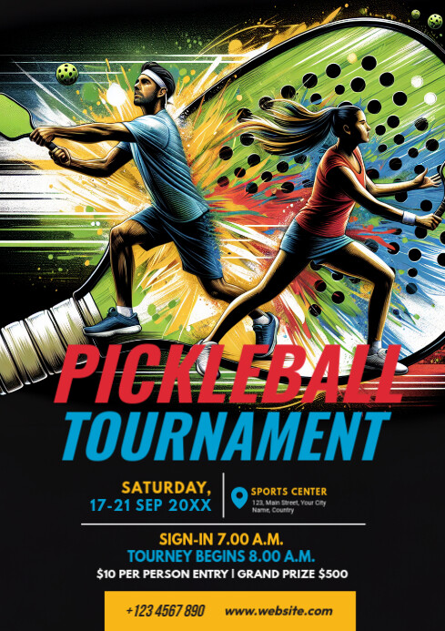 Pickleball tournament flyer Template | PosterMyWall