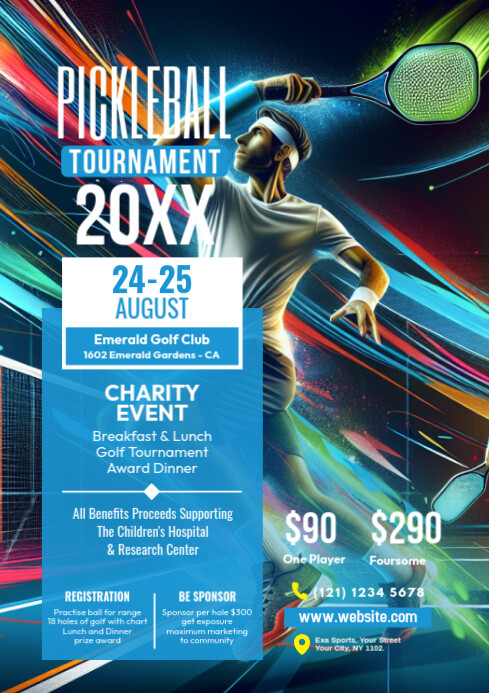 Pickleball tournament flyer Template | PosterMyWall