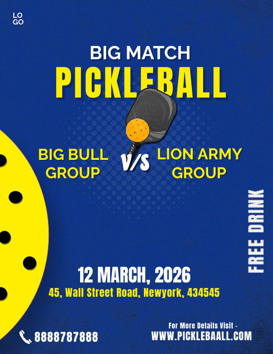 Pickleball Tournament flyer design Template | PosterMyWall