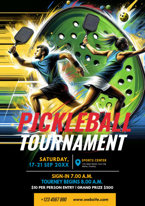 Pickleball tournament flyer Template | PosterMyWall