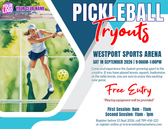 Plantilla de Pickleball Tryouts Ad Flyer | PosterMyWall