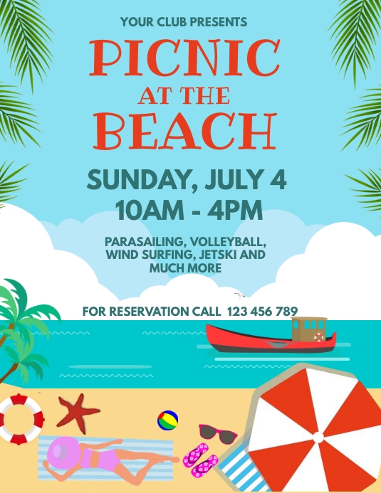 Picnic At The Beach Flyer Template | PosterMyWall