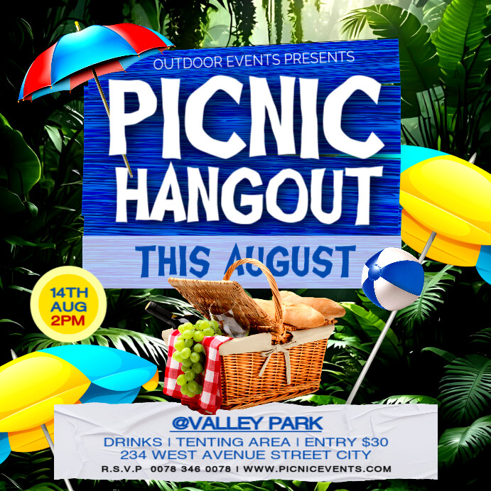 Picnic Hangout family birthday event invitation company poster flyer ...