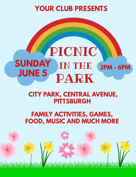 PICNIC IN THE PARK FLYER TEMPLATE | PosterMyWall