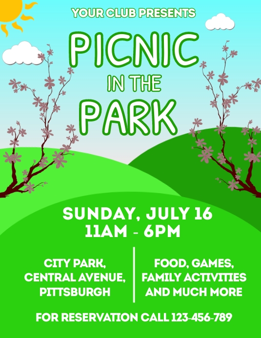 PICNIC IN THE PARK FLYER TEMPLATE | PosterMyWall