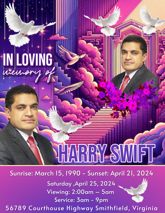 Copy of Picture Frame Stairs Memorial Funeral Announc | PosterMyWall