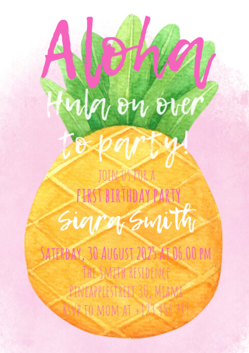 Pineapple birthday party invitation Template | PosterMyWall