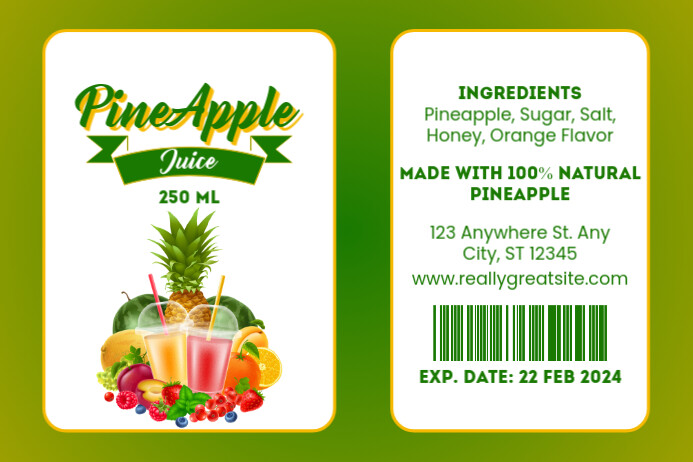 Pineapple juice label design Template | PosterMyWall