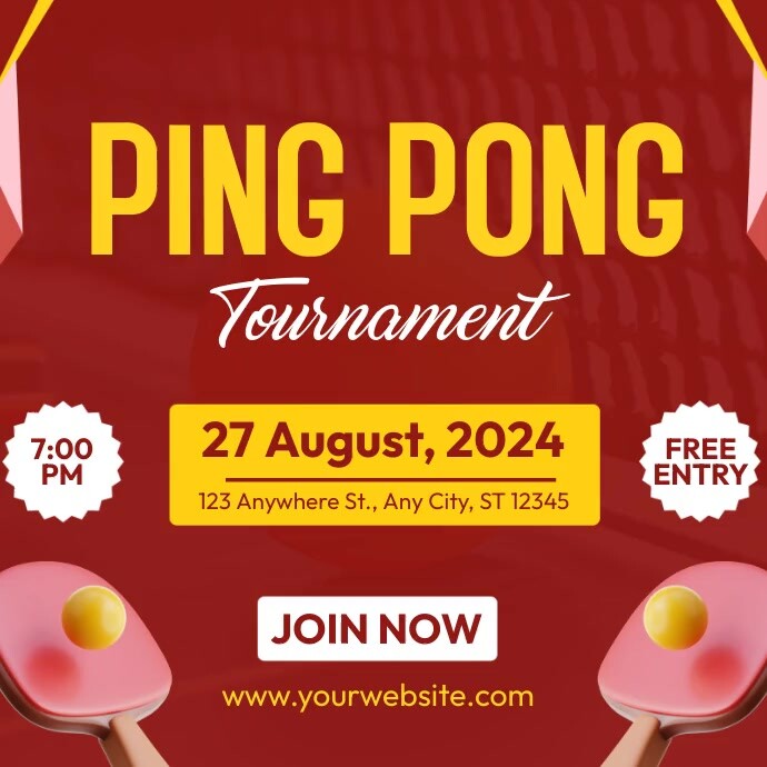 Plantilla de Ping Pong Tournament Event | PosterMyWall