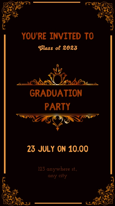 Pink&Gold Bordered Graduation Party Invite Template | PosterMyWall