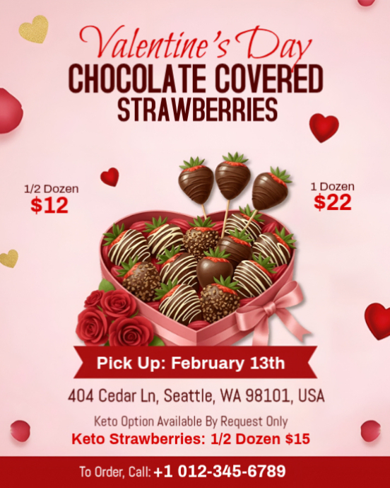 Pink "Chocolate Covered Strawberries" Valentine's Day Treat Menu ...