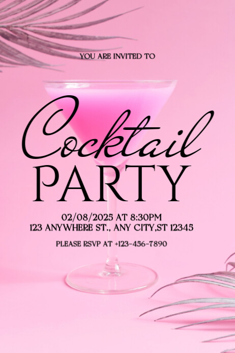 Copy of Pink & Black Cocktail Party Poster | PosterMyWall
