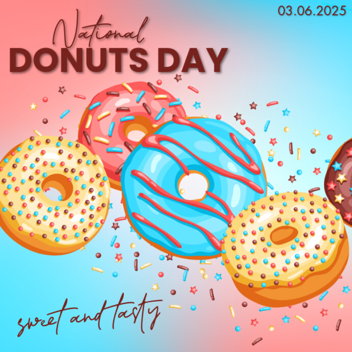 Pink & Blue National Donuts Day Instagram Post Template | PosterMyWall