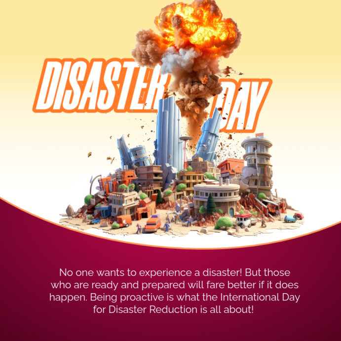 Pink 3d Disaster Day Instagram Post Template | PosterMyWall