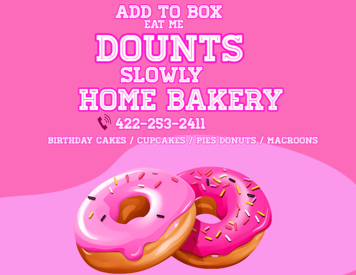 Pink 3d donut bakery shop add flyer (us letter) Template | PosterMyWall