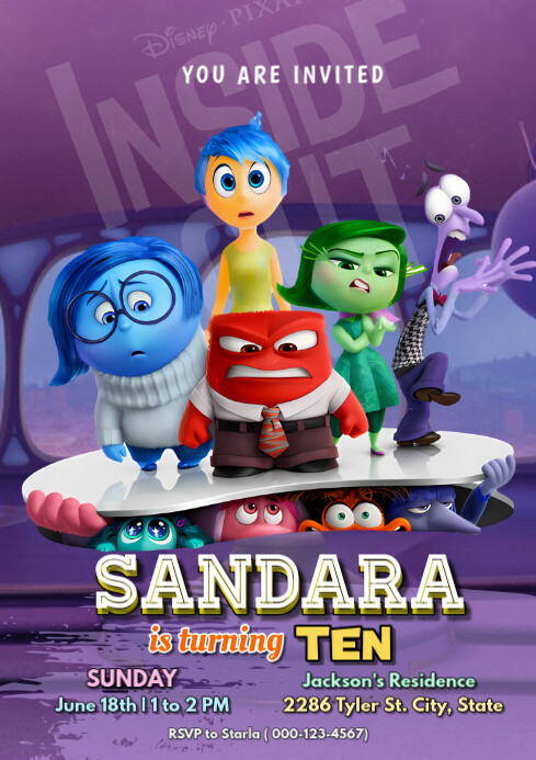 Pink 3d Inside Out Birthday A4 Template | PosterMyWall