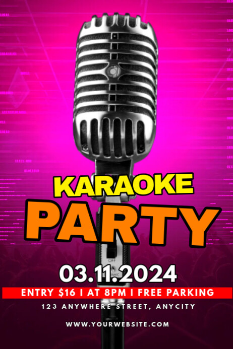 Pink 3d Karaoke Party Poster Template | PosterMyWall