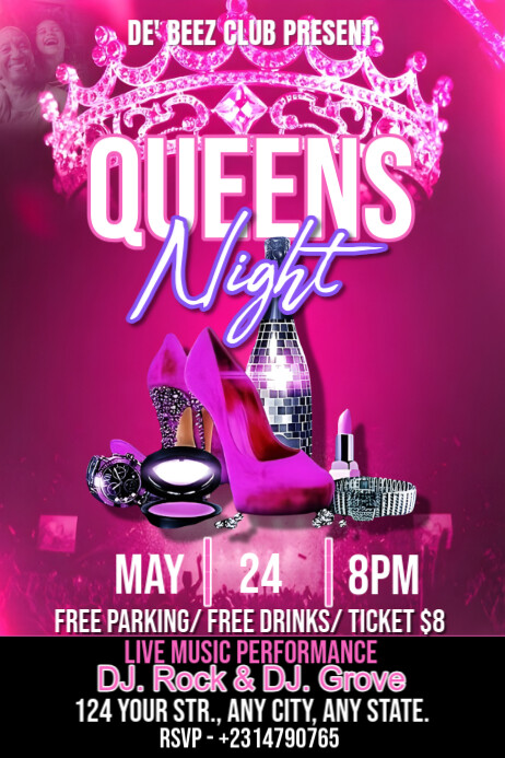 Plantilla de Pink 3d Ladies Night Poster | PosterMyWall