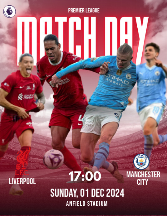 Pink 3d Liverpool Vs Manchester City Flyer (us Letter) Template ...