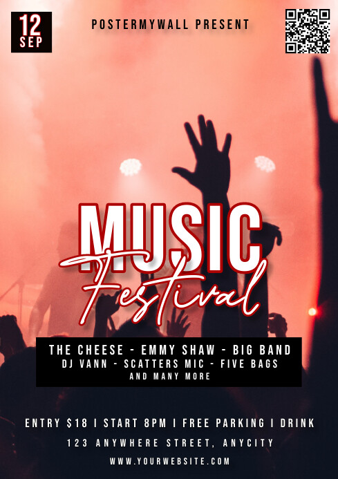 Pink 3d Music Festival A4 Template | PosterMyWall