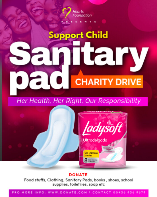 Copy of Pink 3d Sanitary Pad Girl Child Charity Drive Menstrual Tampons ...