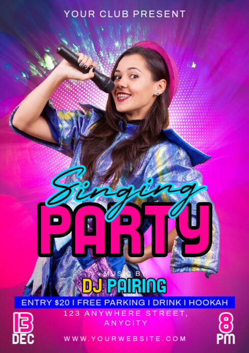 Pink 3d Singing Party A1 Template | PosterMyWall
