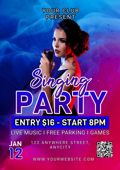 Pink 3d Singing Party A1 Template | PosterMyWall