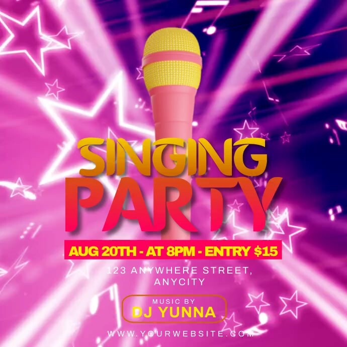 Pink 3d Singing Party Pos Instagram Template | PosterMyWall