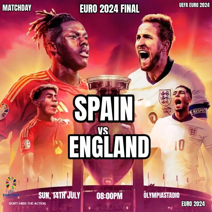Pink 3d Spain Vs England Euro 2024 Final Inst Template | PosterMyWall