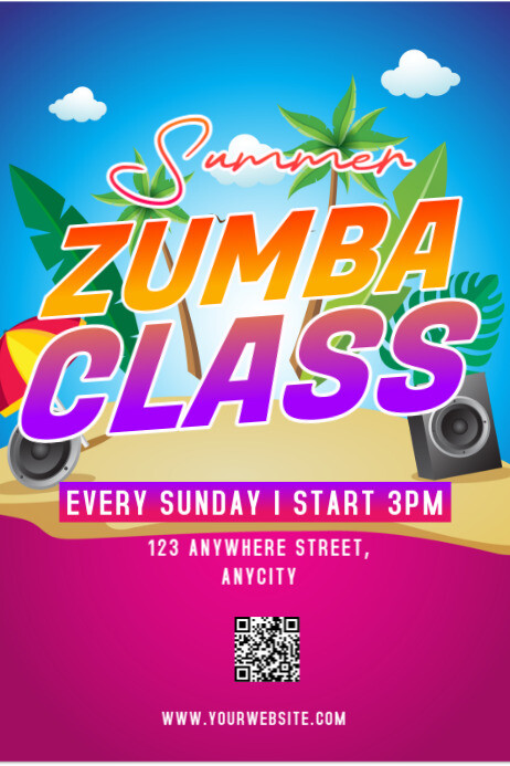 Copy of Pink 3d Summer Zumba Classes Poster | PosterMyWall