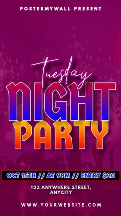 Pink 3d Tuesday Night Party Reel Instagram Template | PosterMyWall