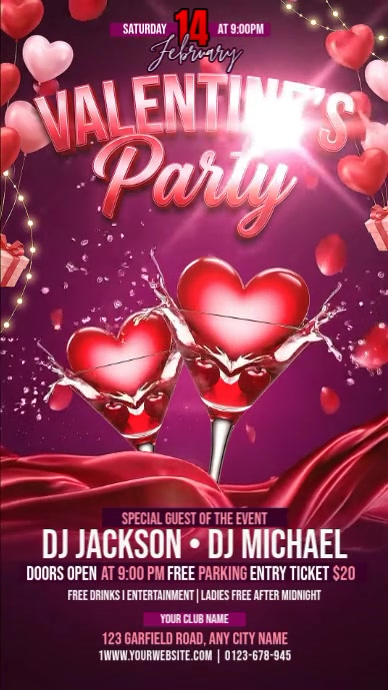 Pink 3d Valentines Party Instagram Story Template | PosterMyWall